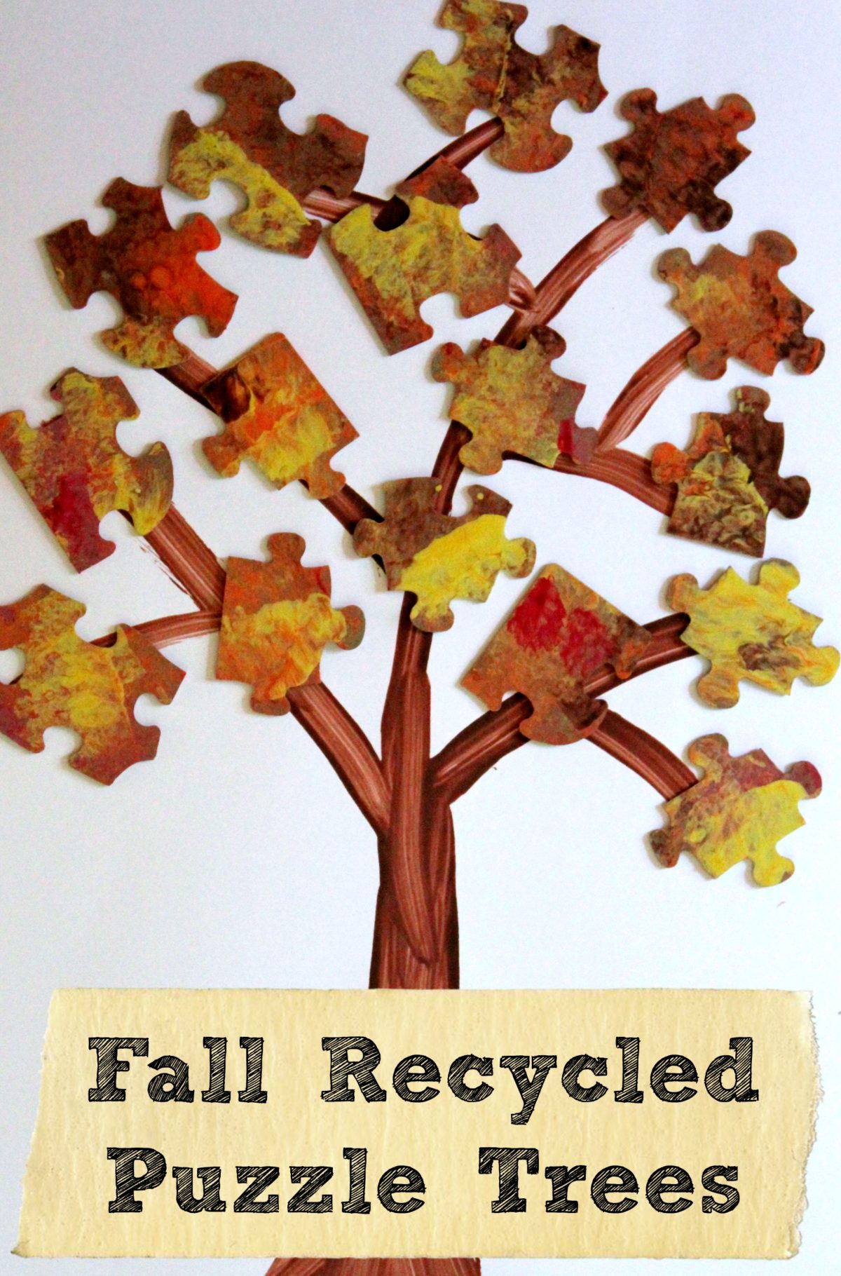 Fall Recycled Puzzle Trees - A Nation of Moms