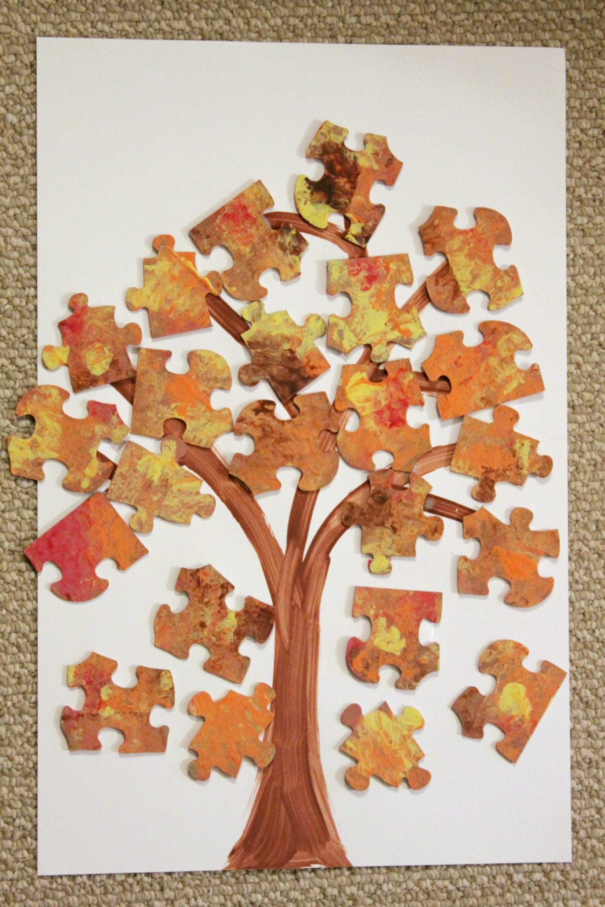 Fall Recycled Puzzle Trees - A Nation of Moms